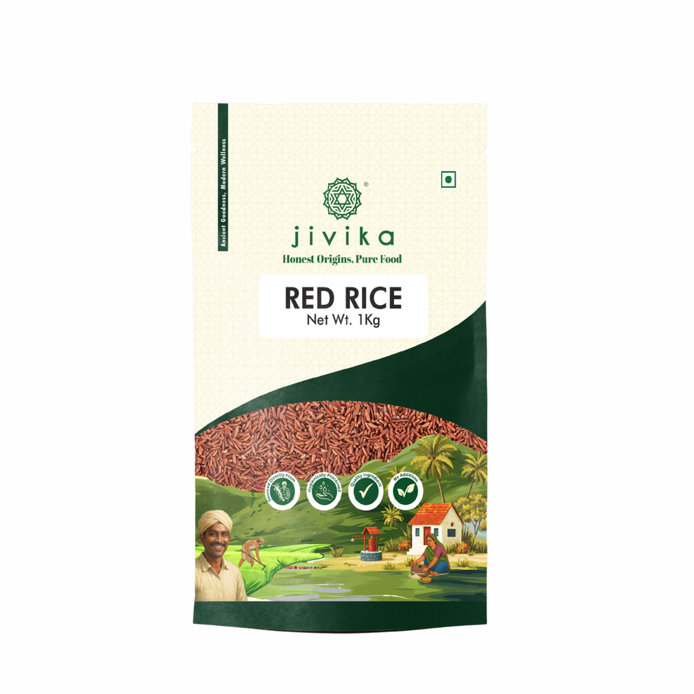 Jivika Pure Red Rice (Unpolished) – Fiber-Rich, Naturally Grown, Tradi